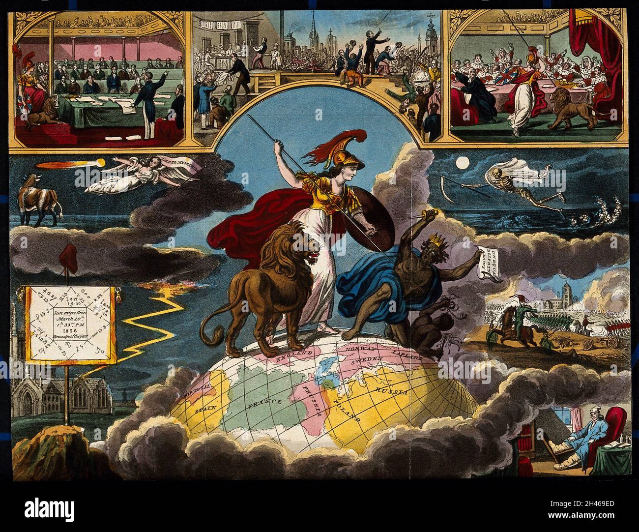 Astronomy: various apocalyptic scenes, including gout, lightning, war ...