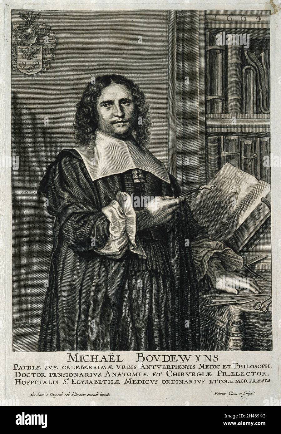Michael Boudewyns. Line engraving by P. Clouwet after A. van Diepenbeck ...