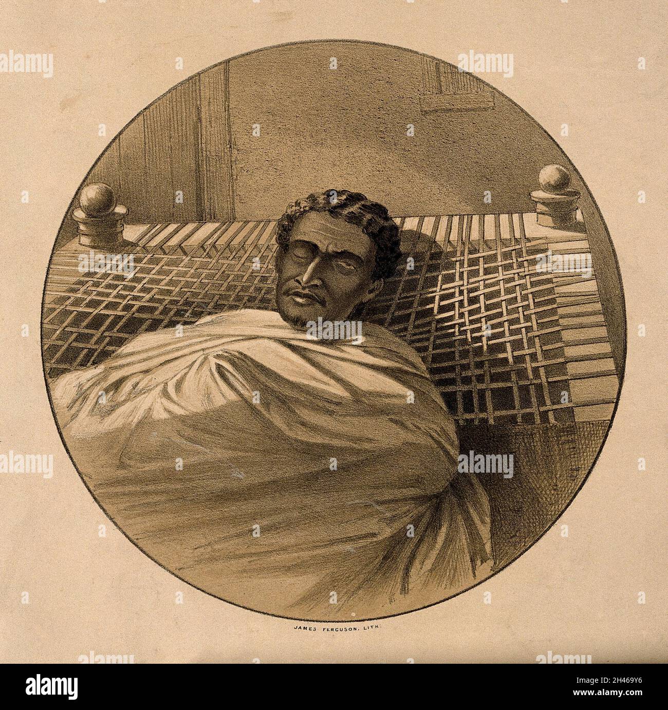 Theodore (Téwodros) II, Emperor of Ethiopia, on his death bed ...