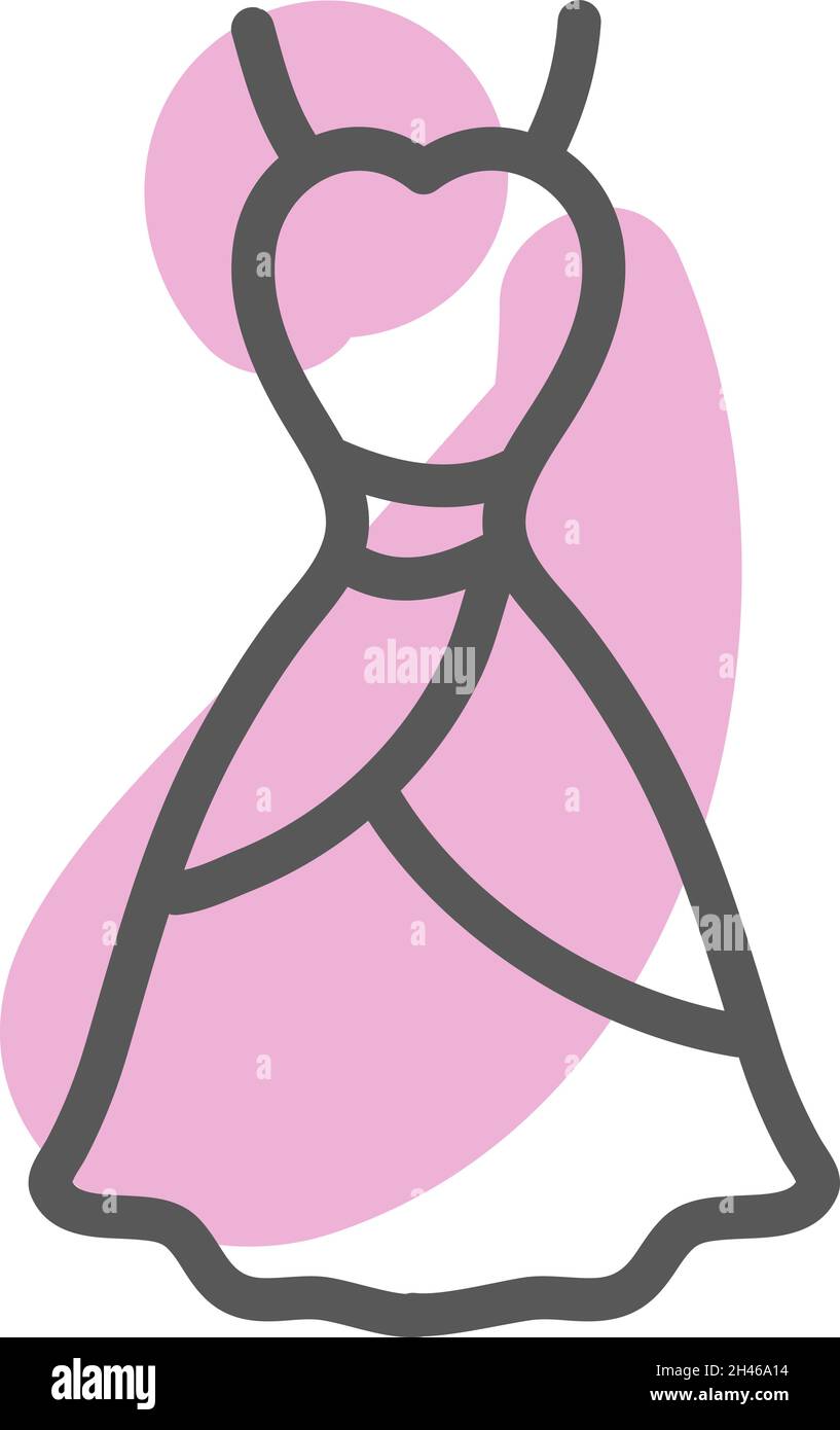 Pink dress, illustration, vector, on a white background Stock Vector ...