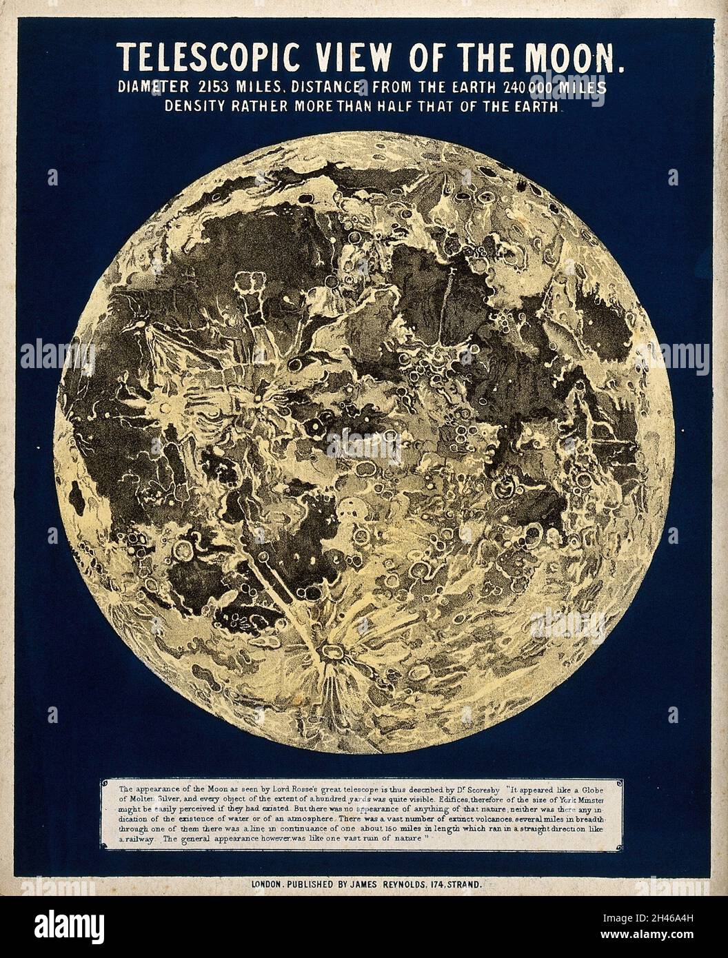 Astronomy: the surface of the moon. Engraving Stock Photo - Alamy