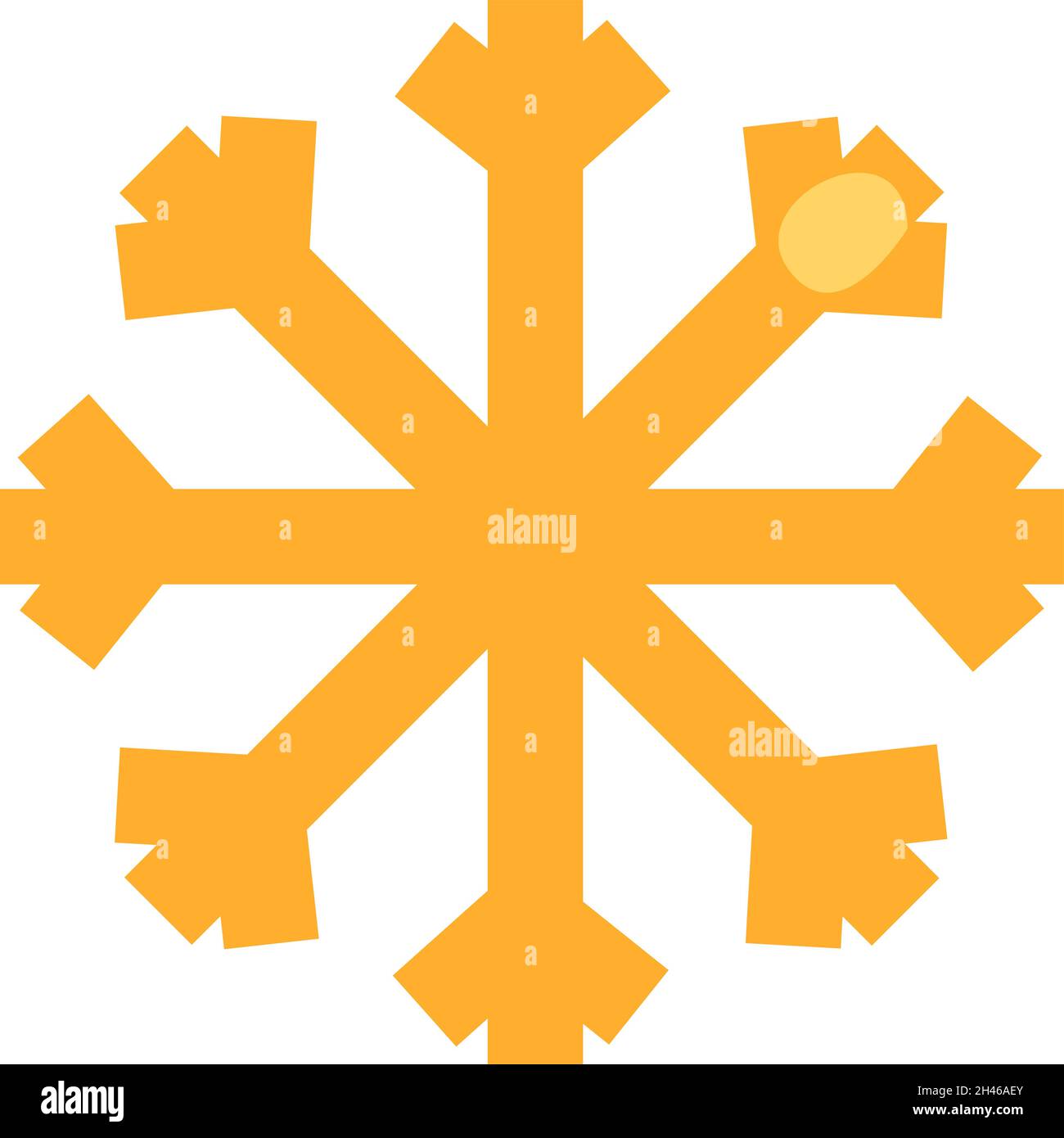 Yellow snowflake, illustration, vector, on a white background Stock ...