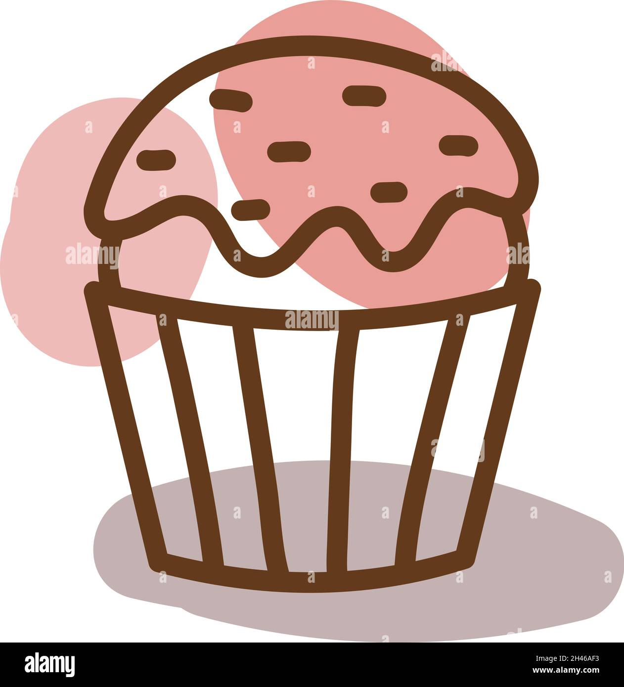 Simple strawberry cupcake, illustration, vector, on a white background ...