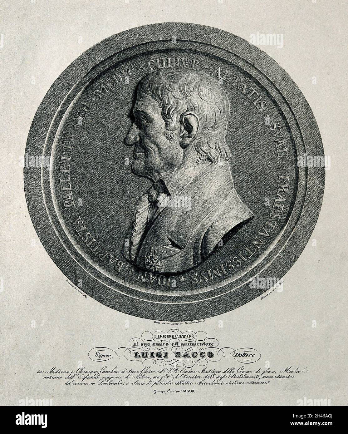 Giovanni Battista Paletta. Lithograph by P. Bertotti after G. Cornienti ...