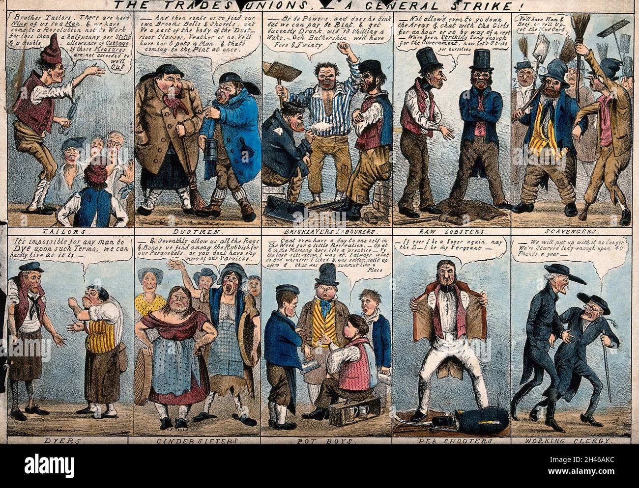 Groups of people with different trades and professions making demands ...