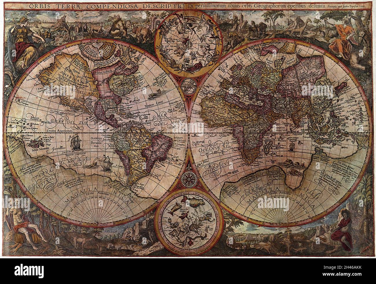 Geography: a map of the world. Colour lithograph, ca.1970, after J. B ...