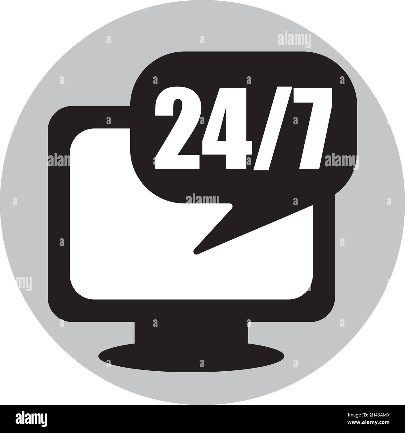 Computer service always active, illustration, vector, on a white ...