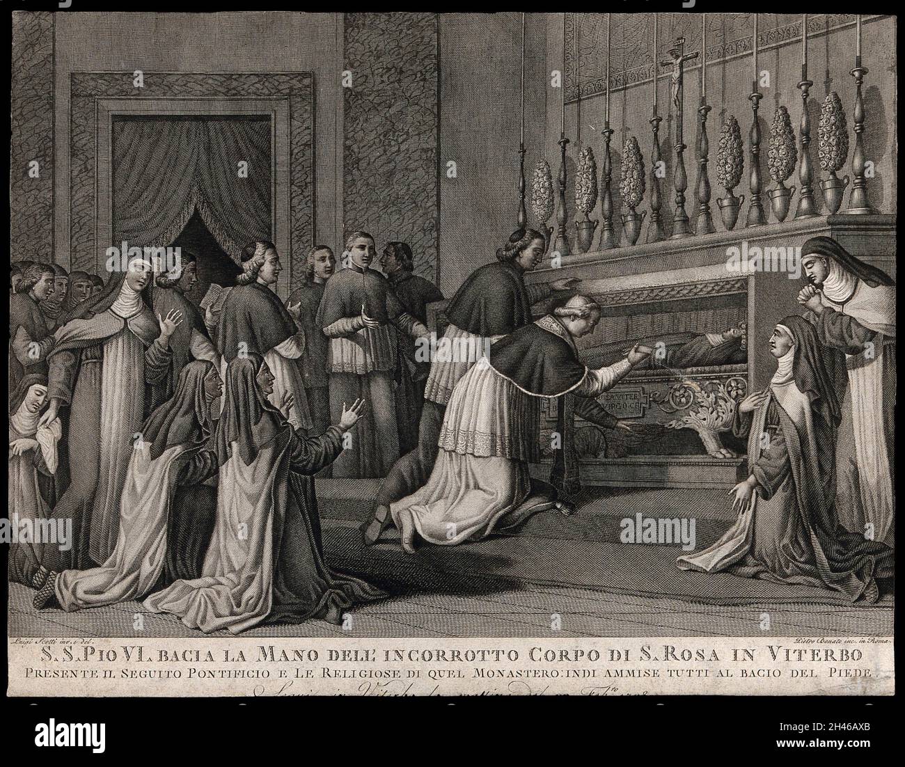 Saint Rose of Viterbo: Pope Pius VI kisses the hand of her uncorrupted ...