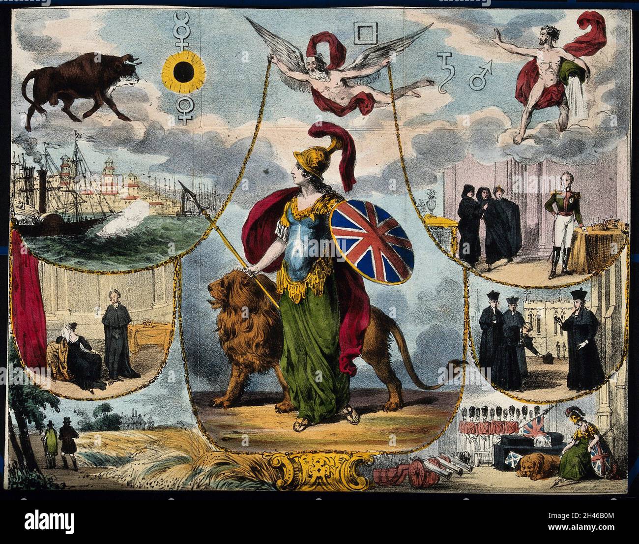 Astronomy: various apocalyptic scenes, including a grieving widow, war ...