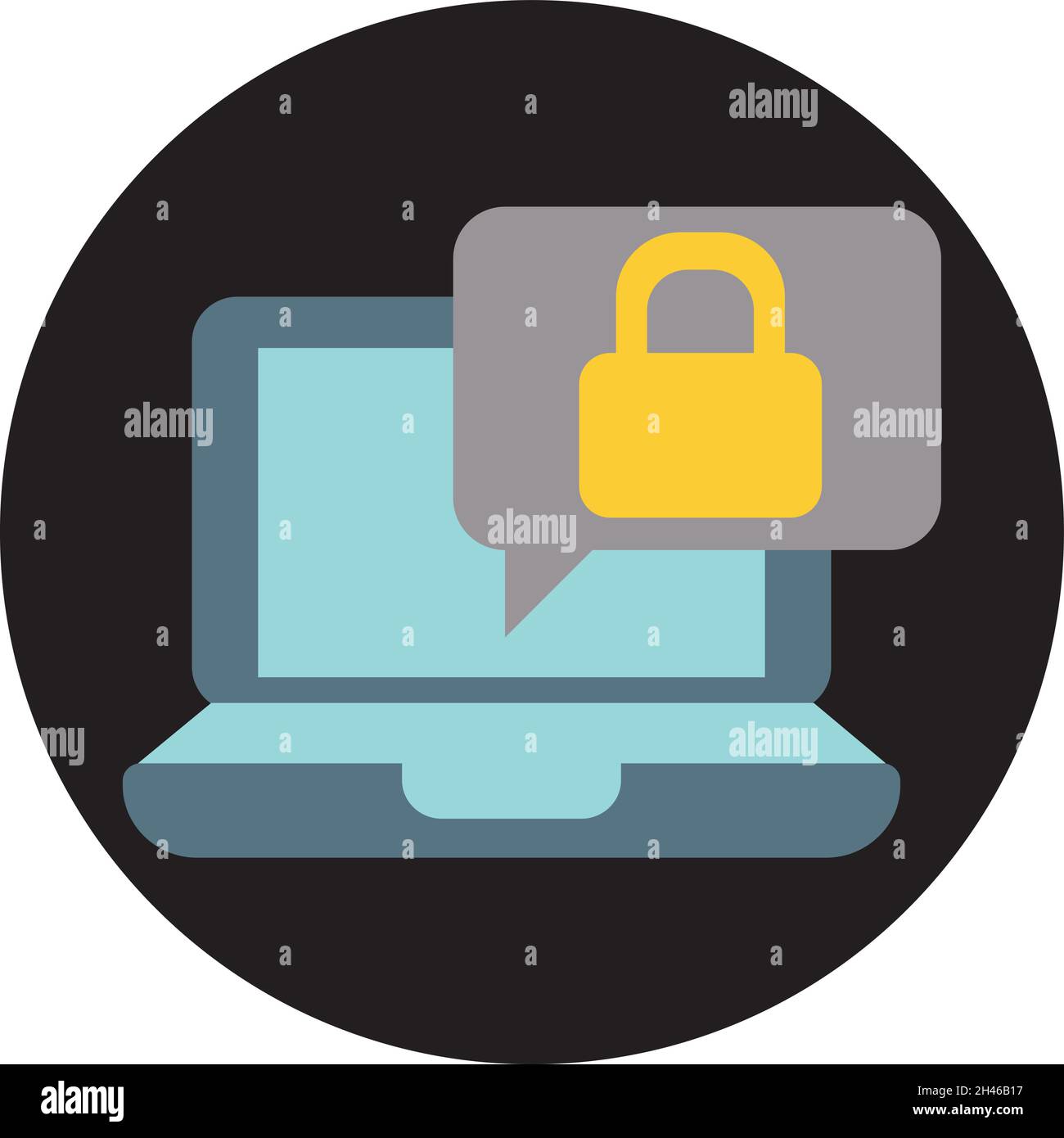 Computer lock, illustration, vector, on a white background Stock Vector ...