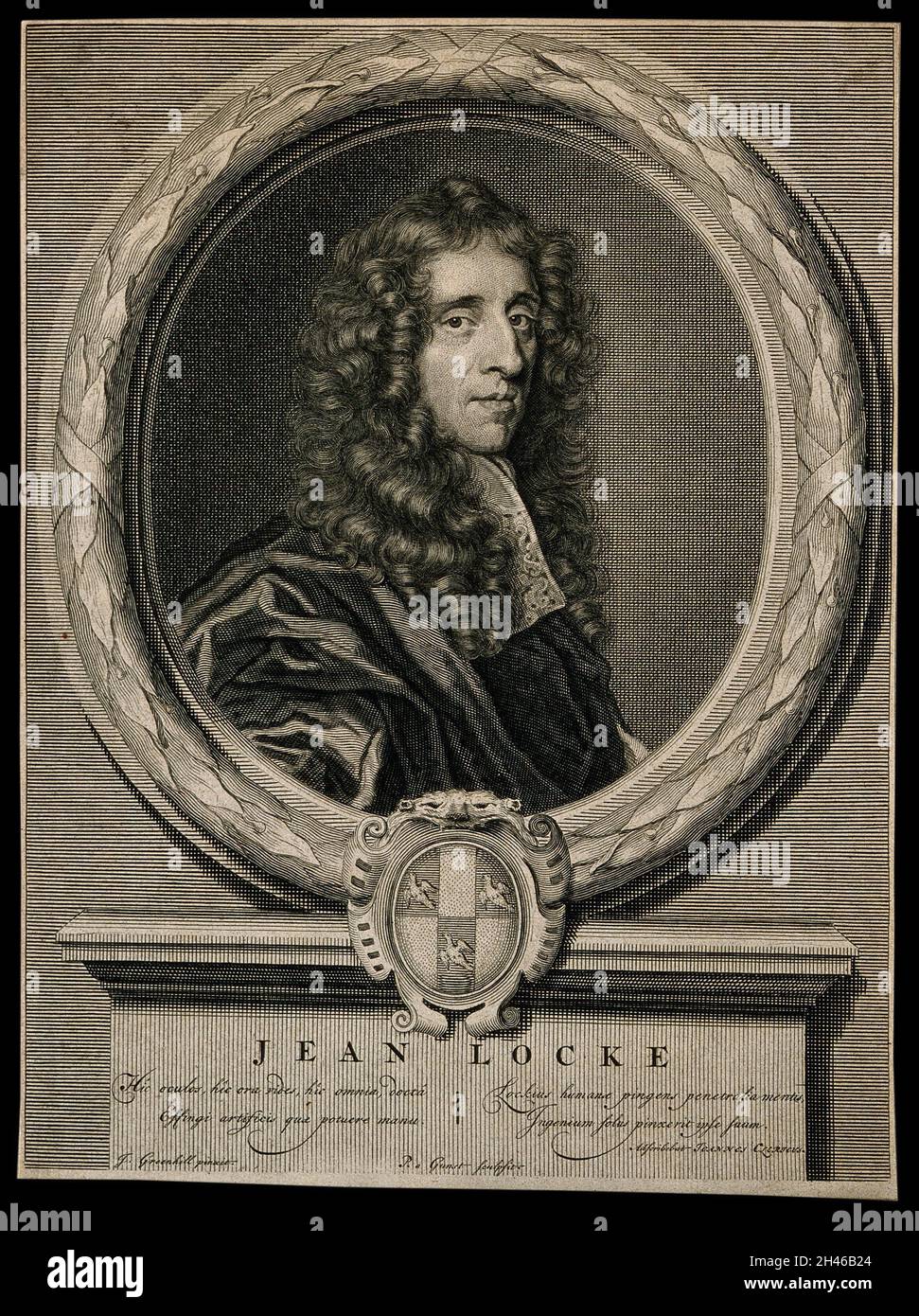 John Locke. Line engraving by P. van Gunst after J. Greenhill, 1672 ...