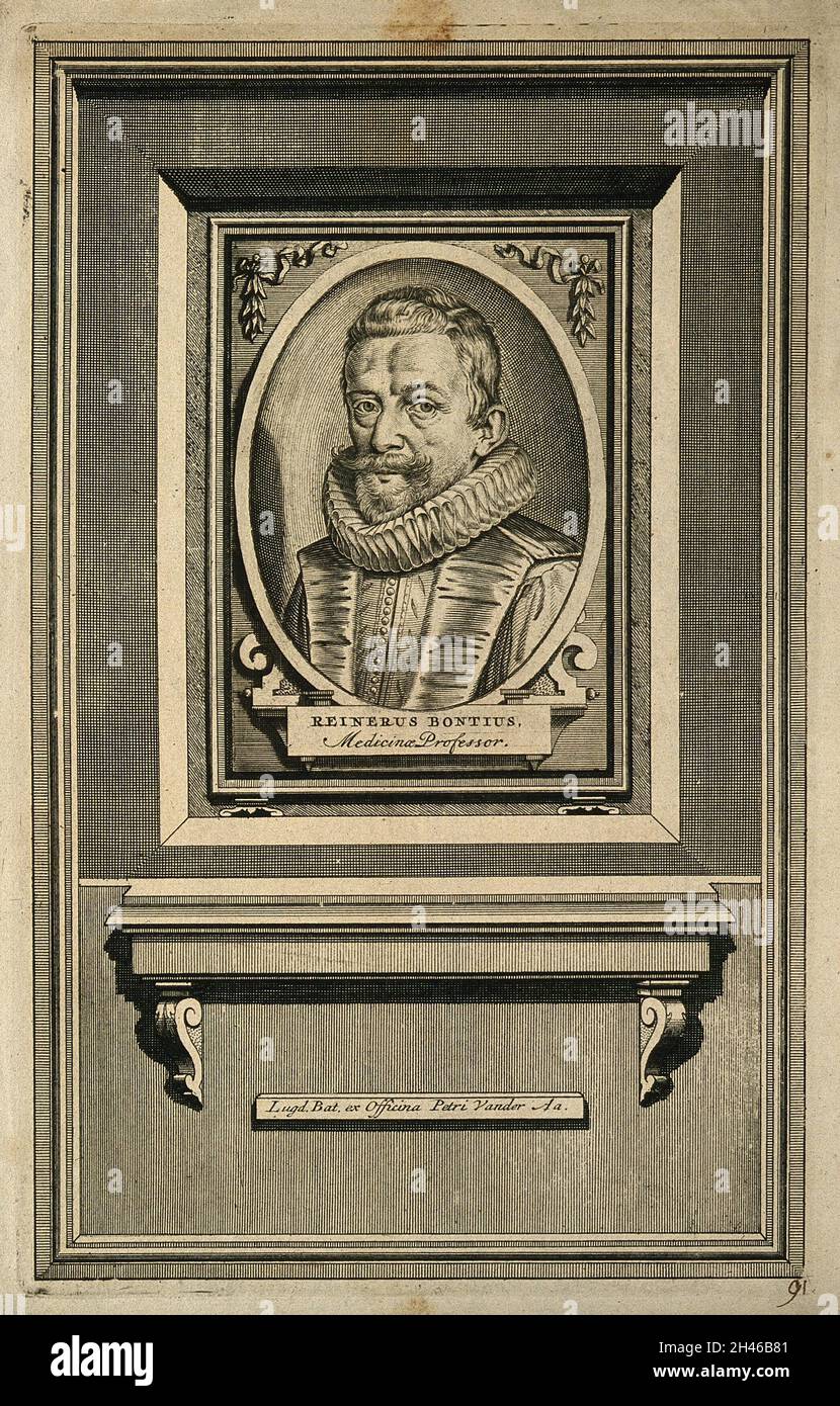 Reinier Bontius. Line engraving Stock Photo - Alamy