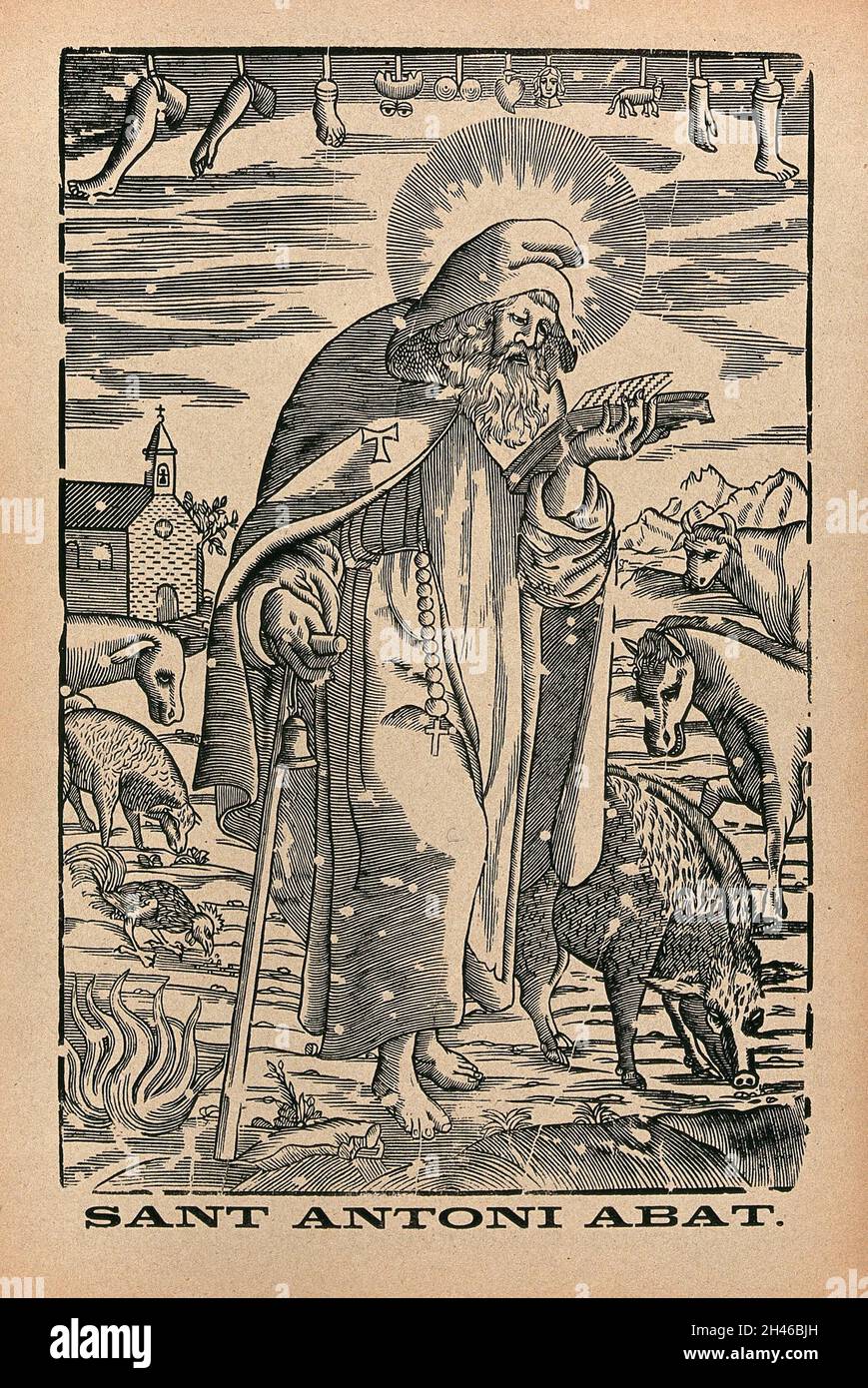 Saint Antony Abbot. Reproduction of a woodcut Stock Photo - Alamy