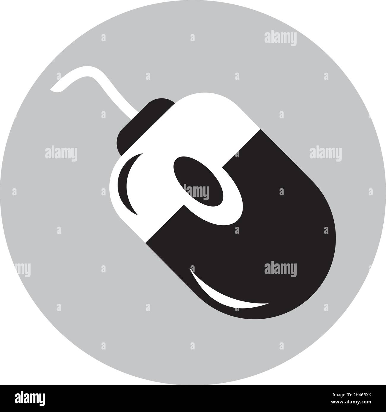 Black and white computer mouse, illustration, vector, on a white ...