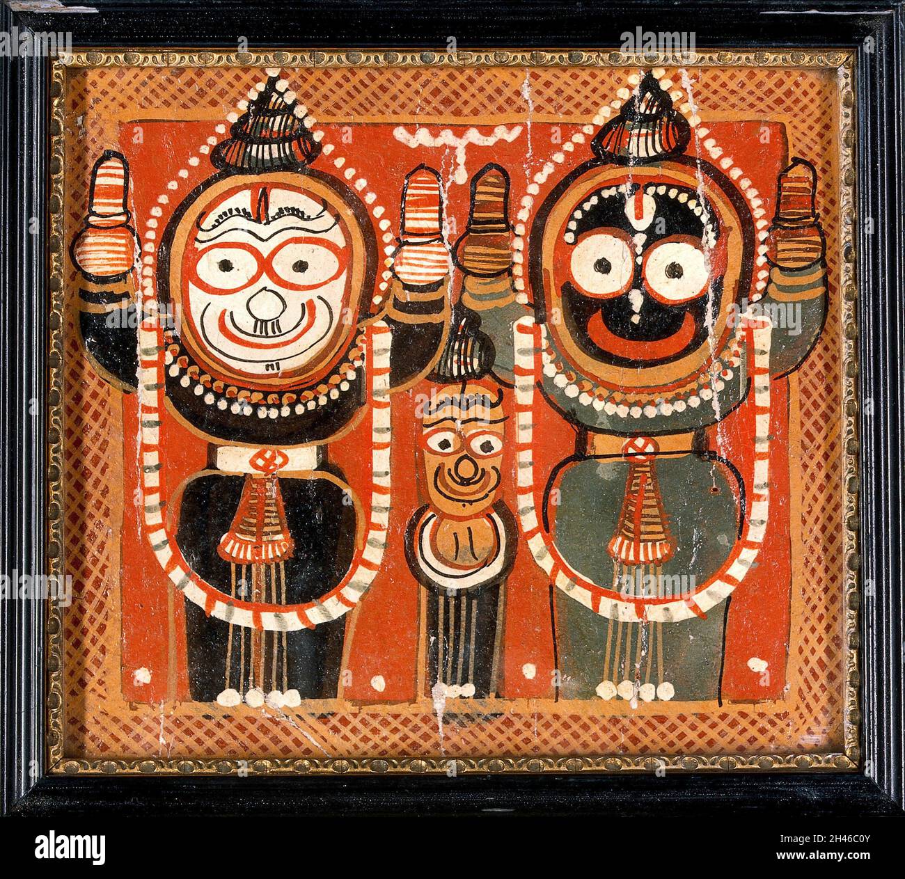 Balarama and Jagannath holding up their hands with Subhadra between ...