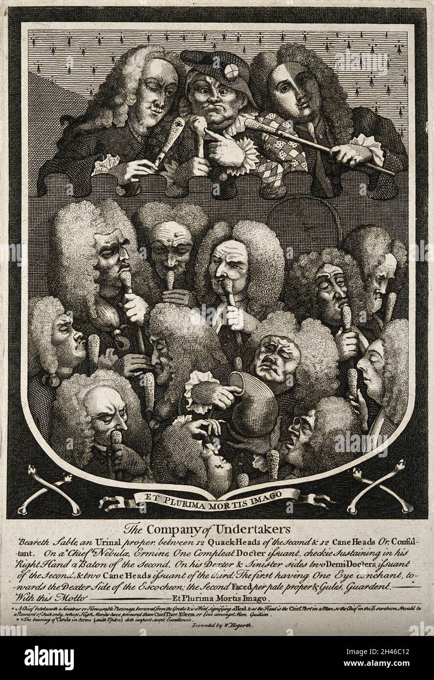 A shield containing a group portrait of various doctors and quacks ...