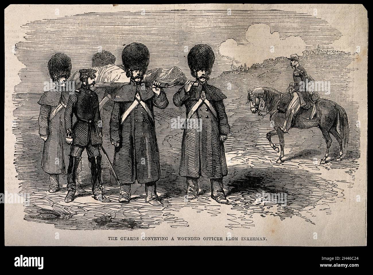 Crimean War: ambulance men carrying a wounded officer from Inkermann ...