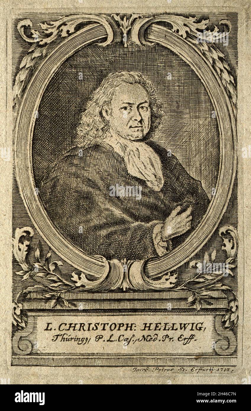 Christoph von Hellwig. Line engraving by J. Petrus, 1713 Stock Photo ...
