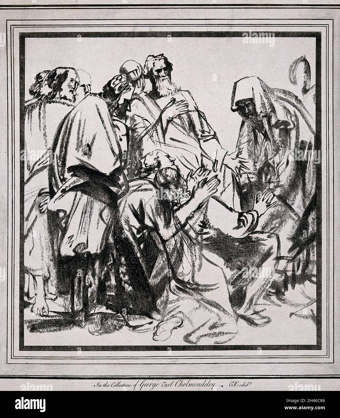 Jacob being persuaded to send Benjamin with his brothers on their ...