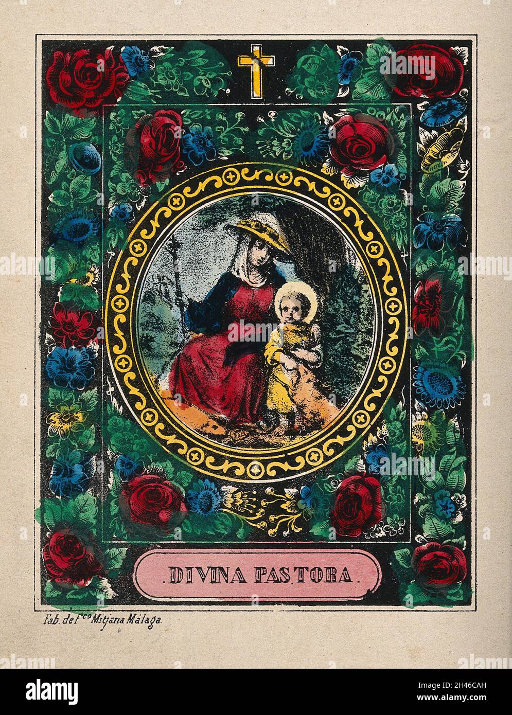 Saint Mary (the Blessed Virgin) with the Christ Child. Coloured line ...