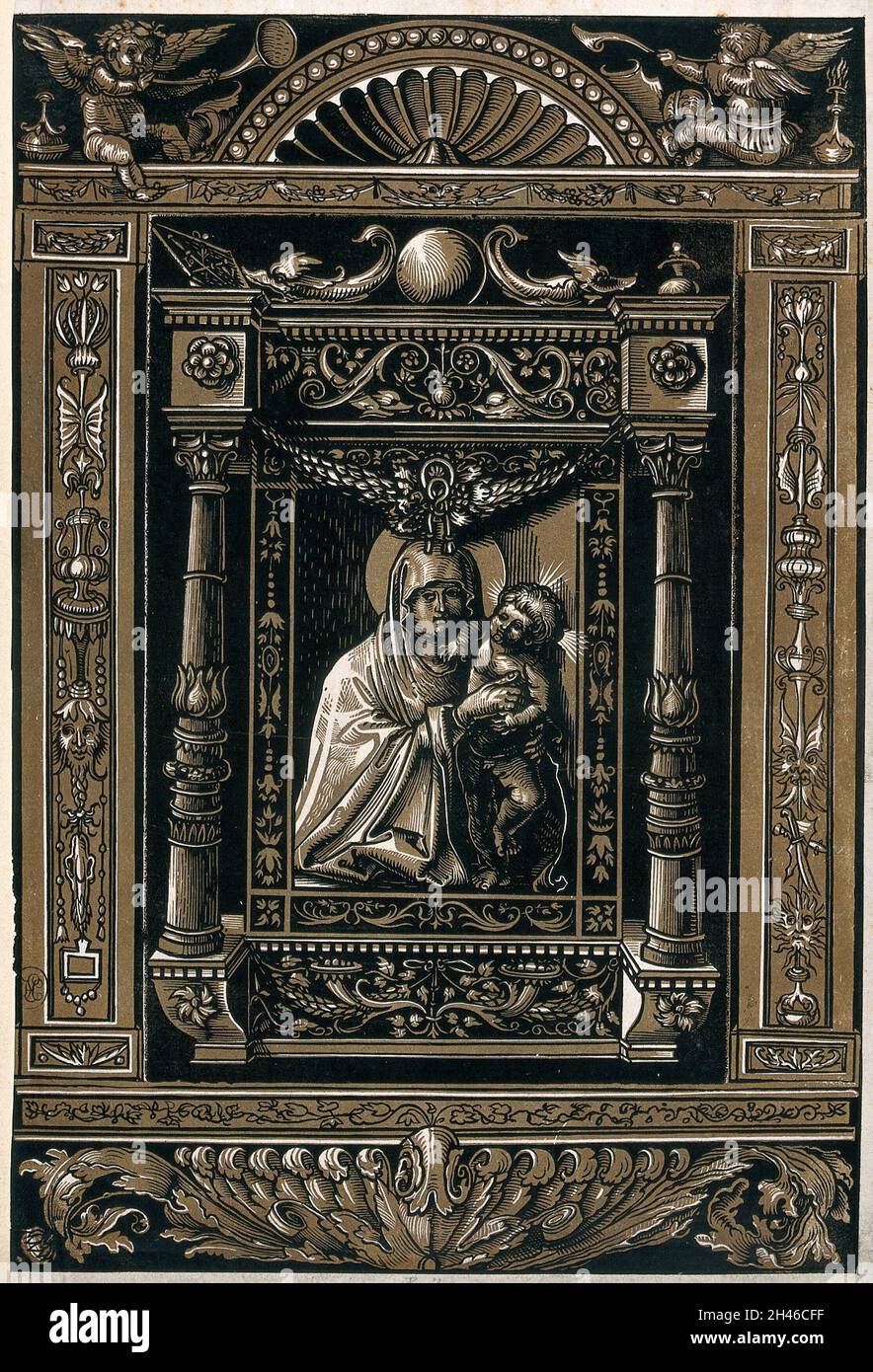 Saint Mary (the Blessed Virgin) with the Christ Child. Reproduction of ...
