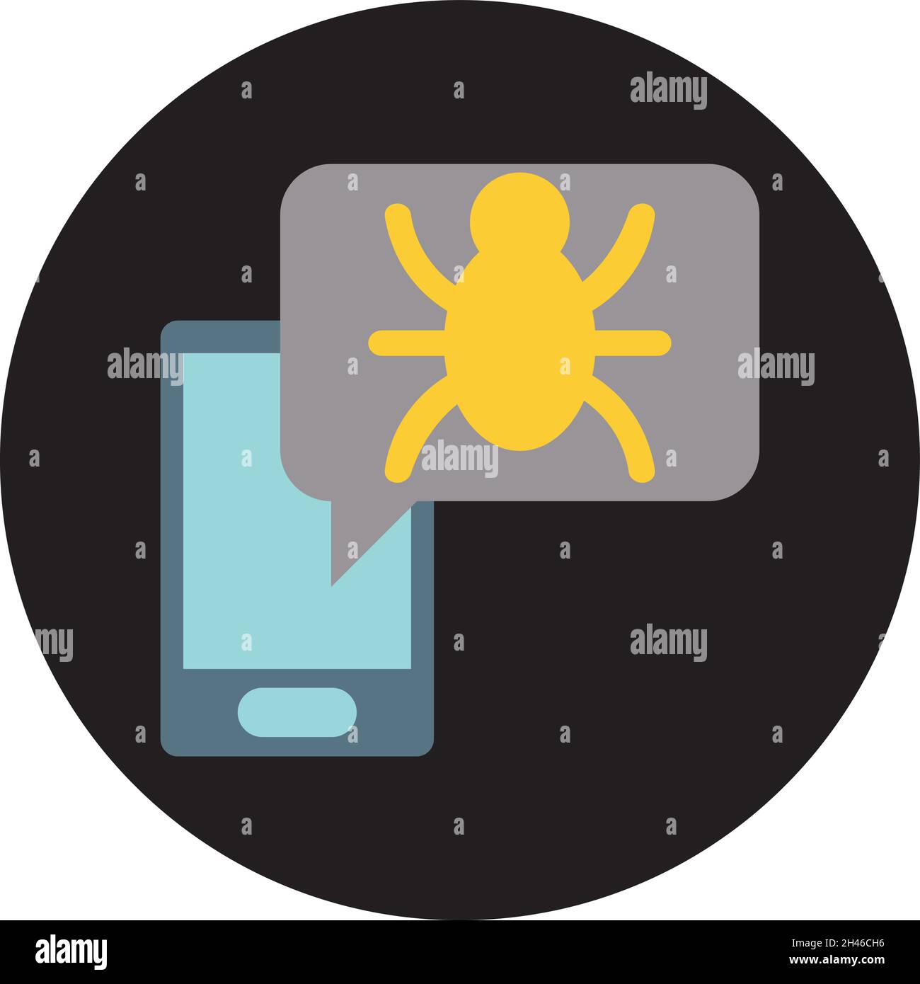 Phone message bug, illustration, vector, on a white background Stock ...