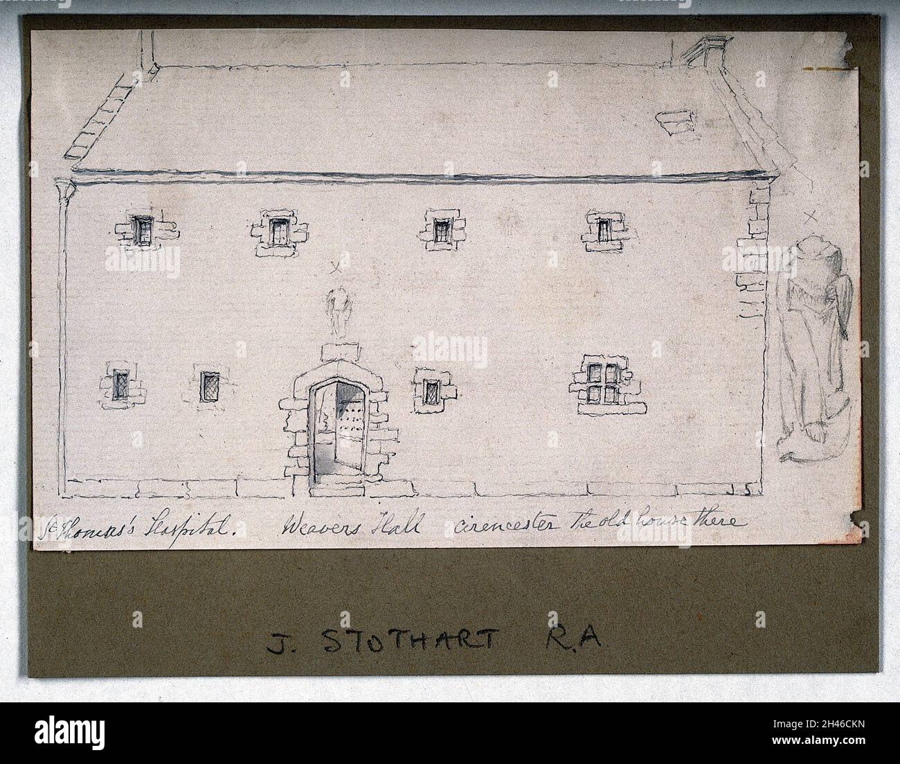 Saint Thomas's Hospital, Cirencester. Pencil, pen and ink drawing by J ...