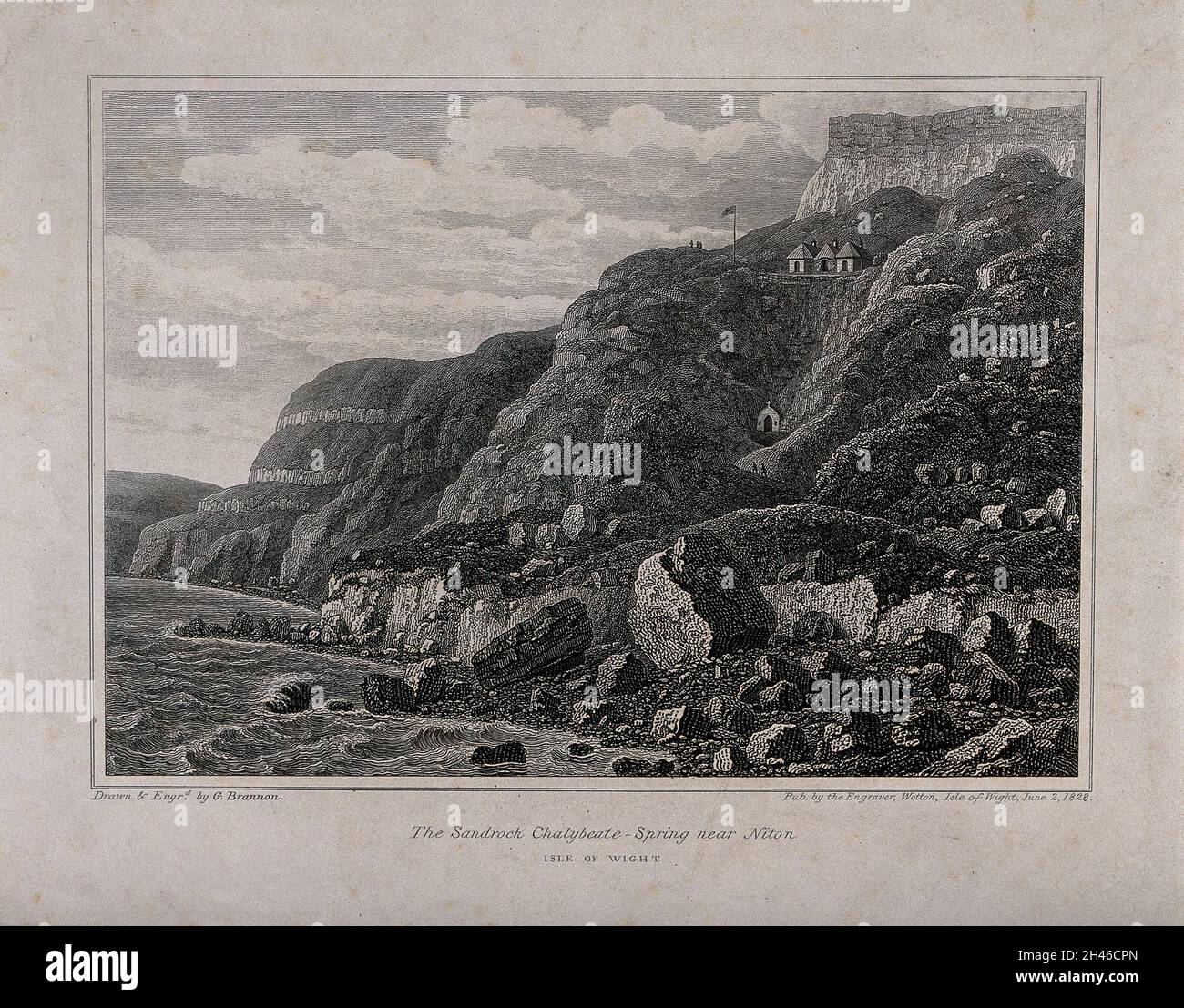 Sandrock Chalybeate - Spring, near Niton, Isle of Wight, England. Line ...