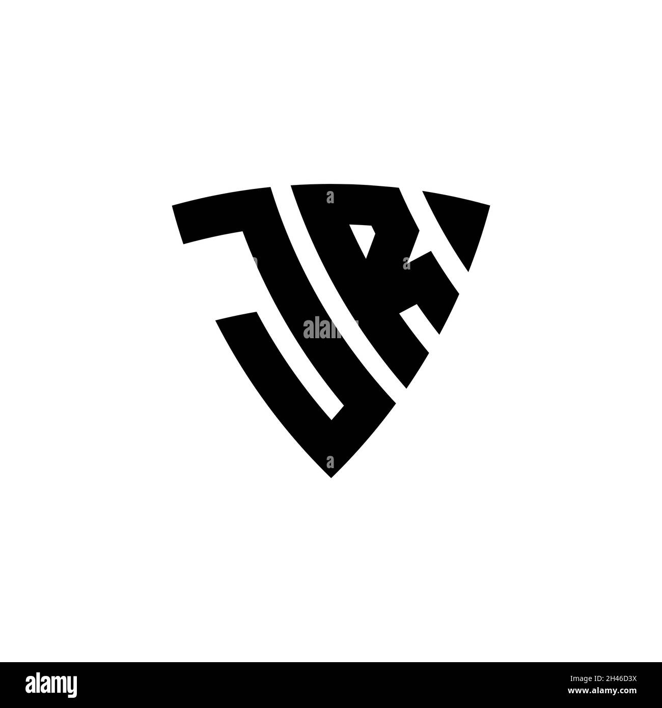 JR Monogram logo letter with triangle shield shape style design isolated on white background ...