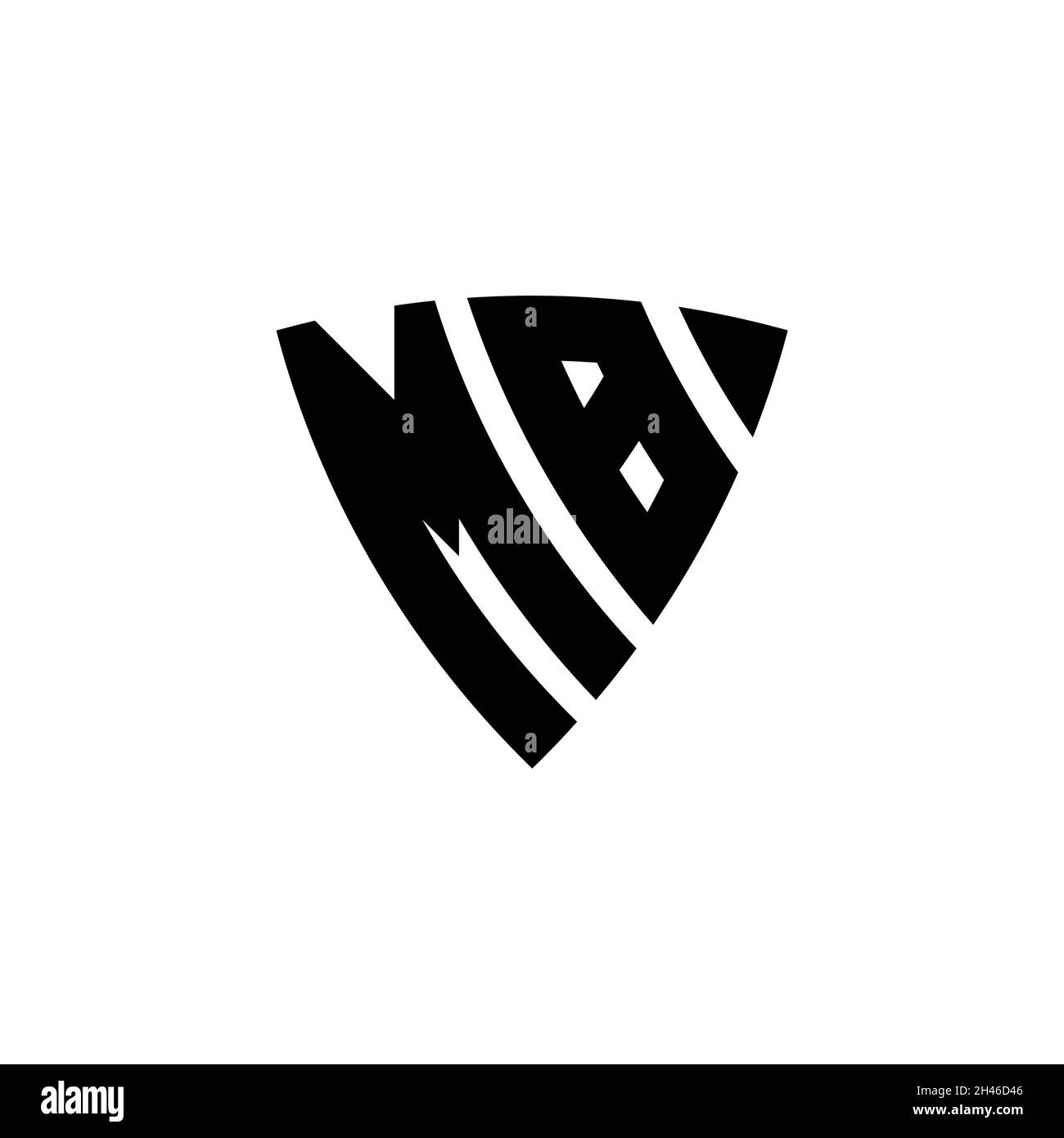 MB Monogram logo letter with triangle shield shape style design ...