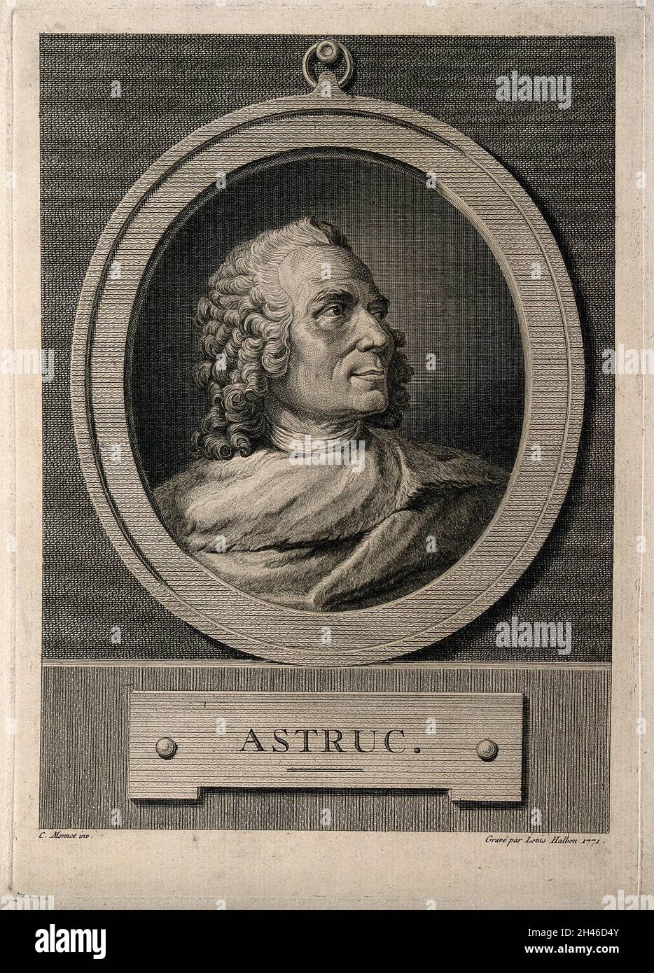 Jean Astruc. Line engraving by L. Halbou, 1771, after C. Monnet Stock ...