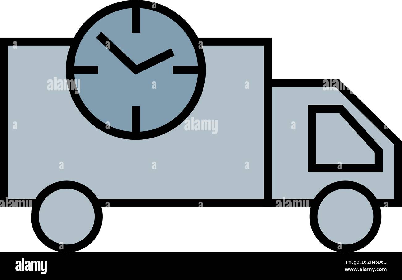 Truck delivery on time, illustration, vector, on a white background ...