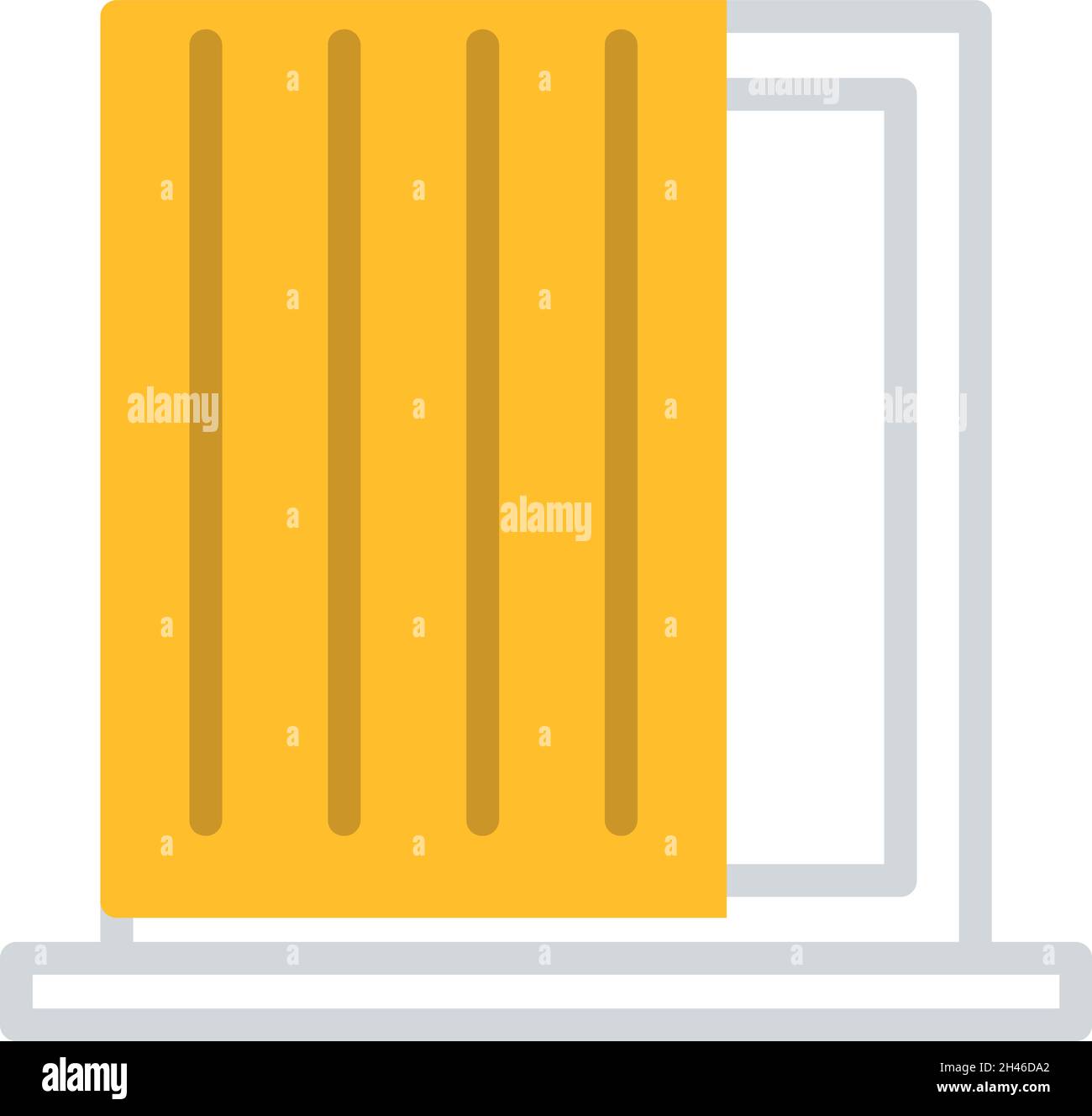 Modern yellow curtain, illustration, vector, on a white background ...