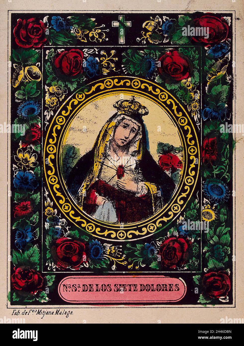 Saint Mary (the Blessed Virgin). Coloured line block Stock Photo - Alamy