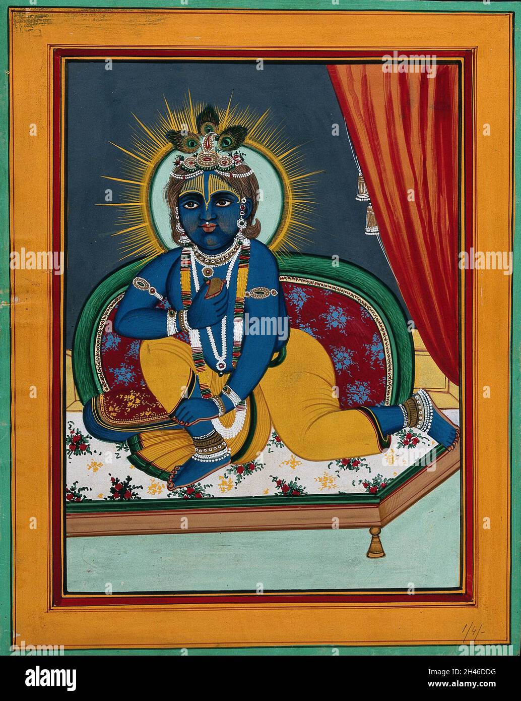 Krishna as a child. Painting by an Indian artist, 1800s Stock Photo - Alamy