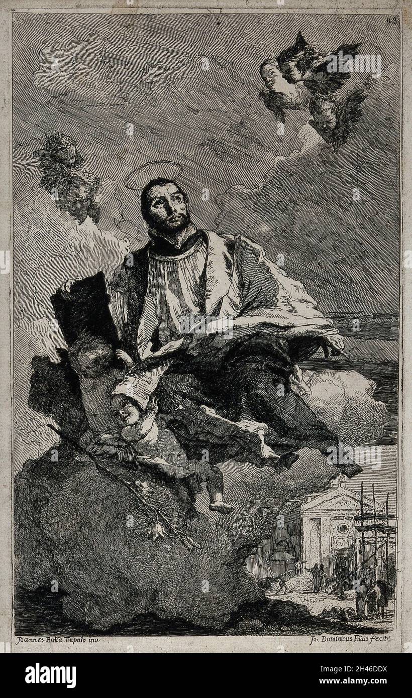 Saint Gaetano (Cajetan) Tiene. Etching by G.D. Tiepolo after G.B ...
