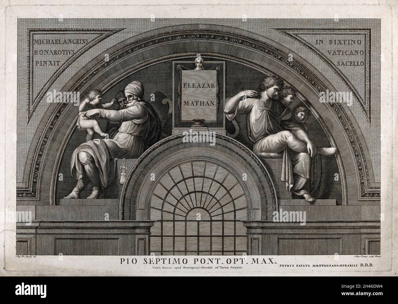 Eleazar and Matthan in a half roundel. Engraving by A. Cunego after A ...