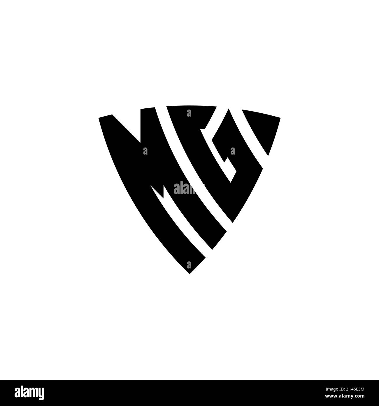MG Monogram logo letter with triangle shield shape style design ...