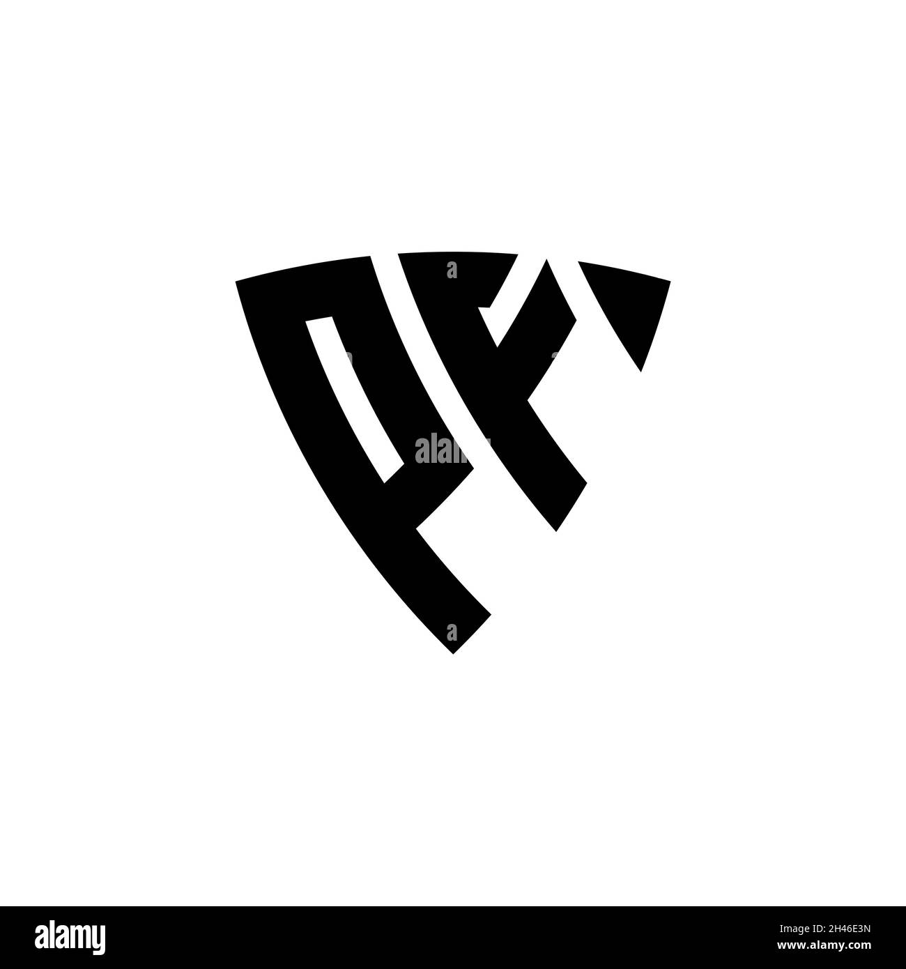 PF Monogram logo letter with triangle shield shape style design ...