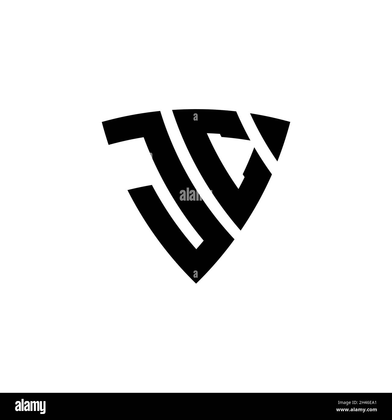 JC Monogram logo letter with triangle shield shape style design isolated on white background ...
