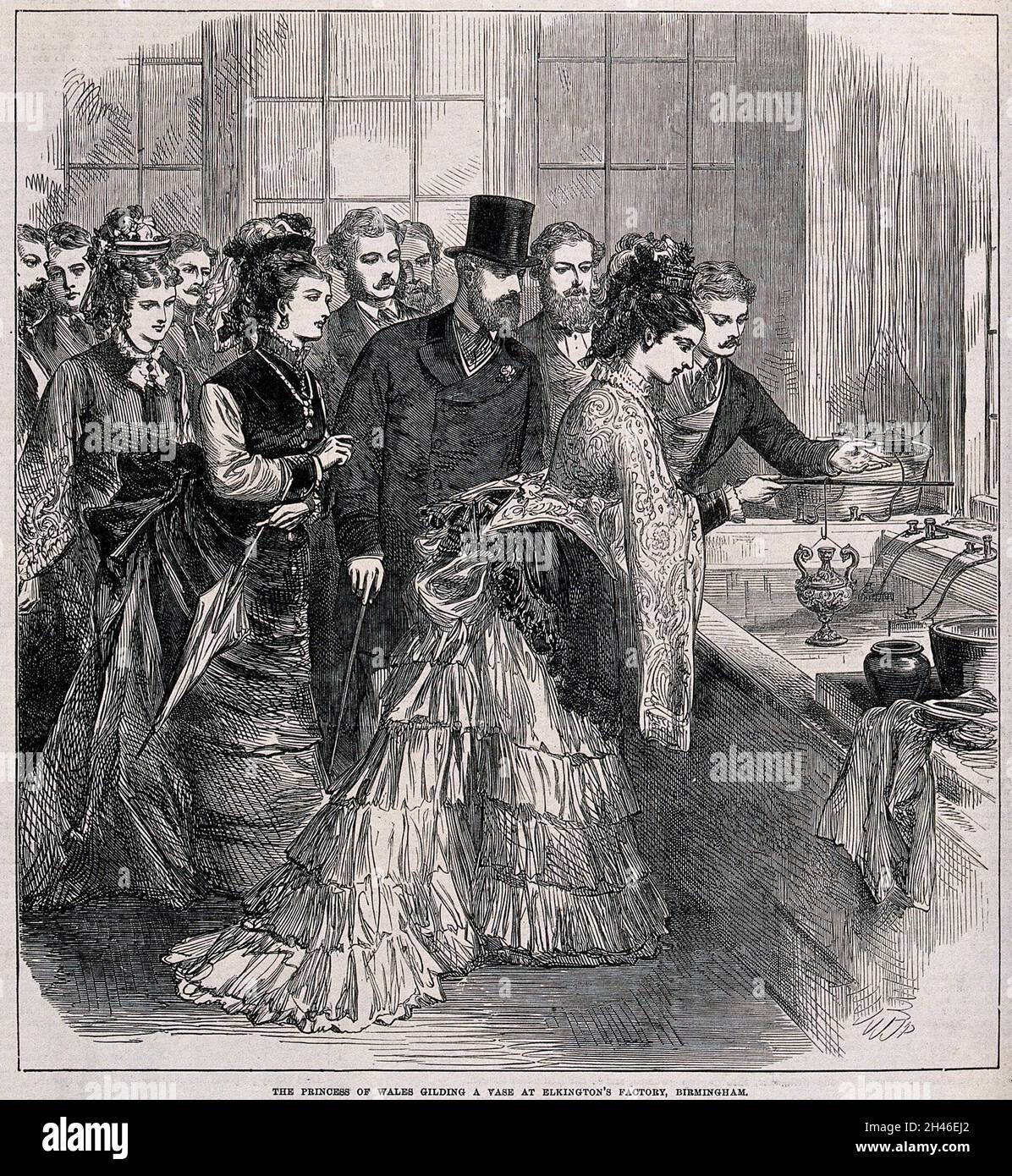 Elkington's factory in Birmingham with a member of the royal family ...