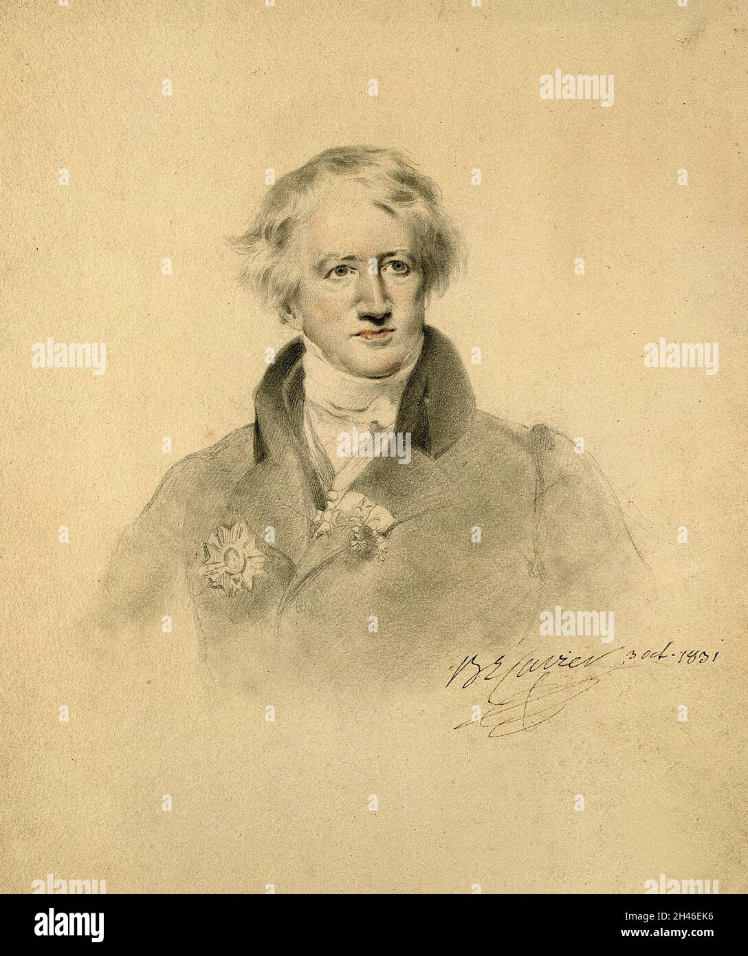 Georges-Léopold-Chrétien-Frédéric-Dagobert, Baron Cuvier. Pencil ...