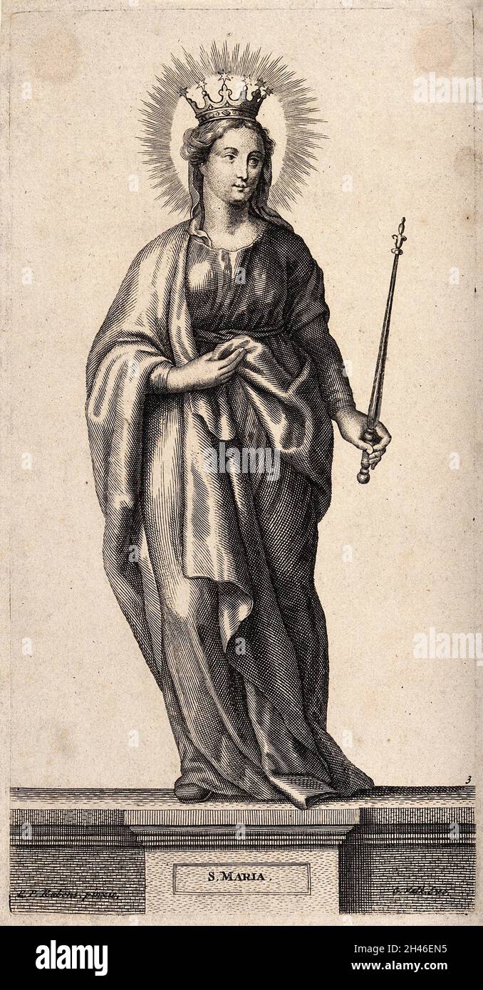 Saint Mary (the Blessed Virgin). Engraving by G. Falk Stock Photo - Alamy