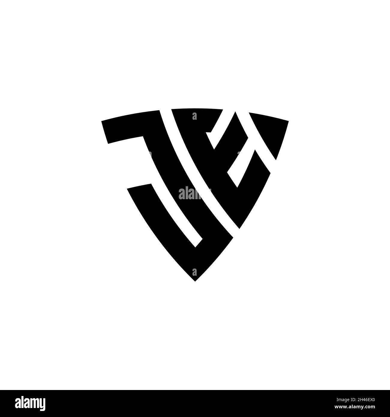 JE Monogram logo letter with triangle shield shape style design isolated on white background ...