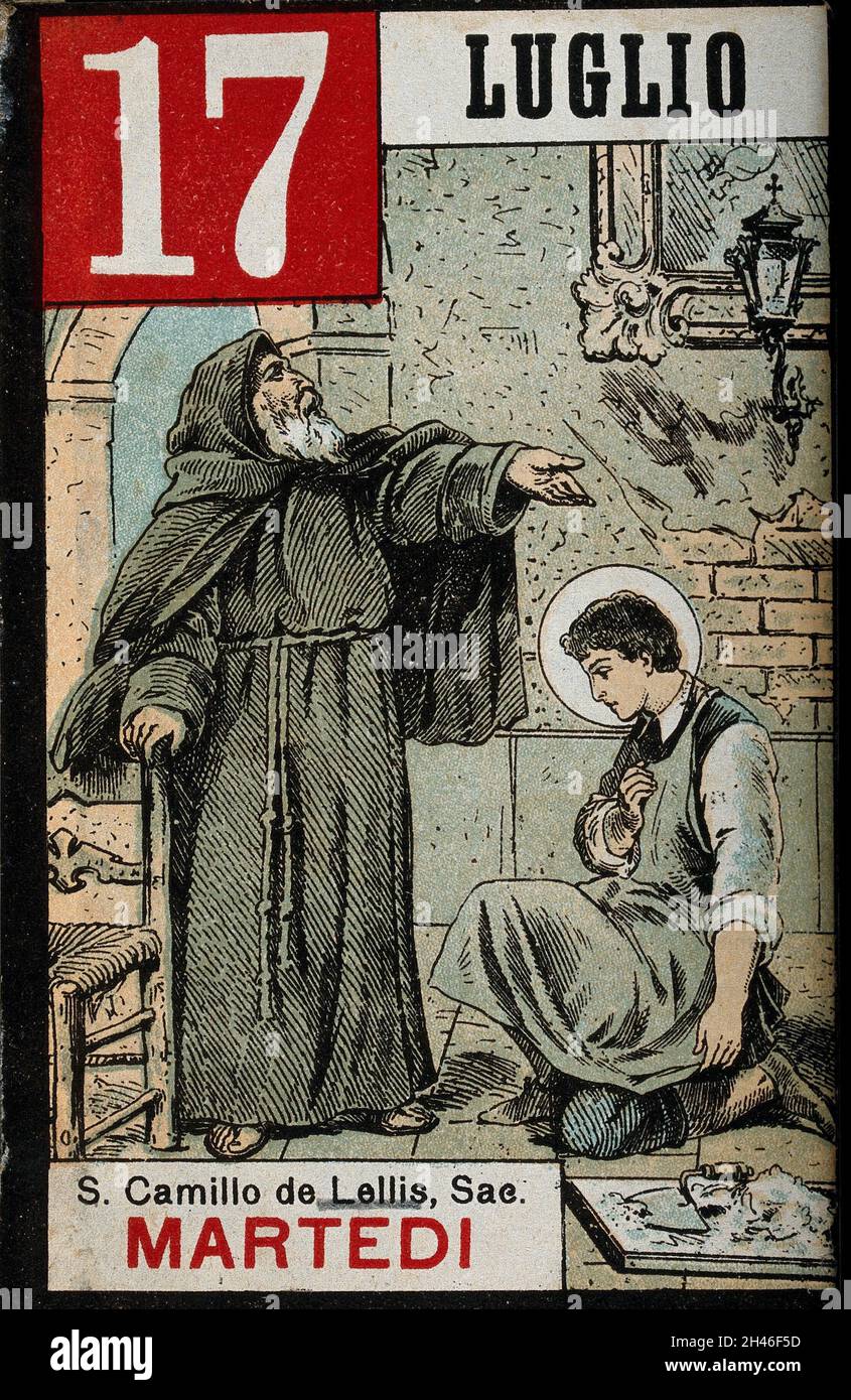 Saint Camillus de Lellis. Colour photogravure, 1898 Stock Photo - Alamy