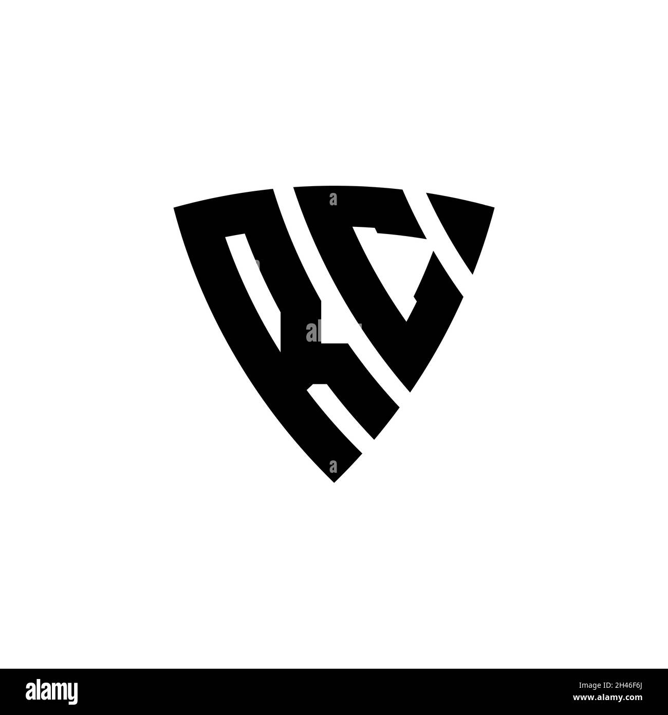 RC Monogram logo letter with triangle shield shape style design ...
