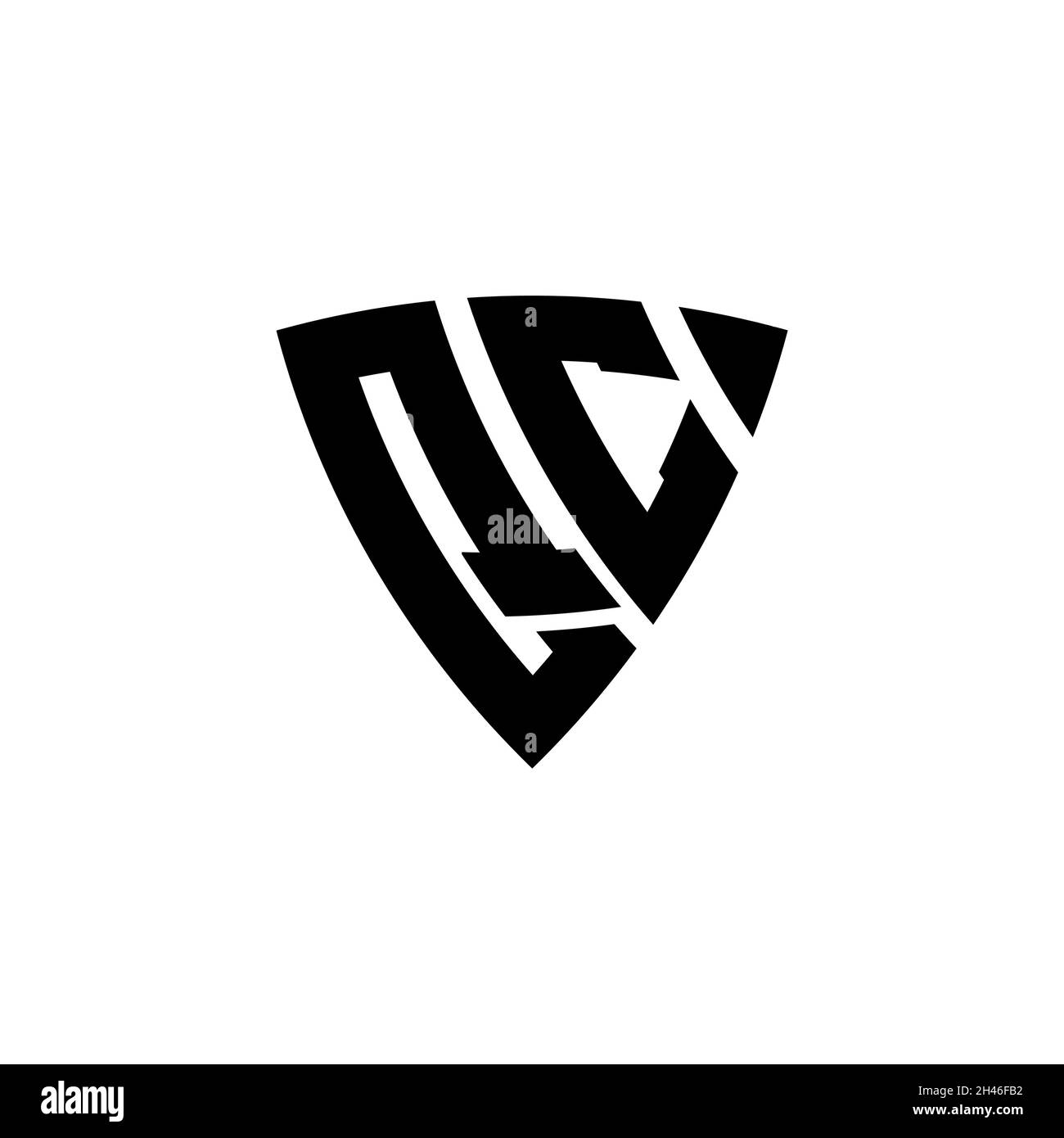 QC Monogram logo letter with triangle shield shape style design ...