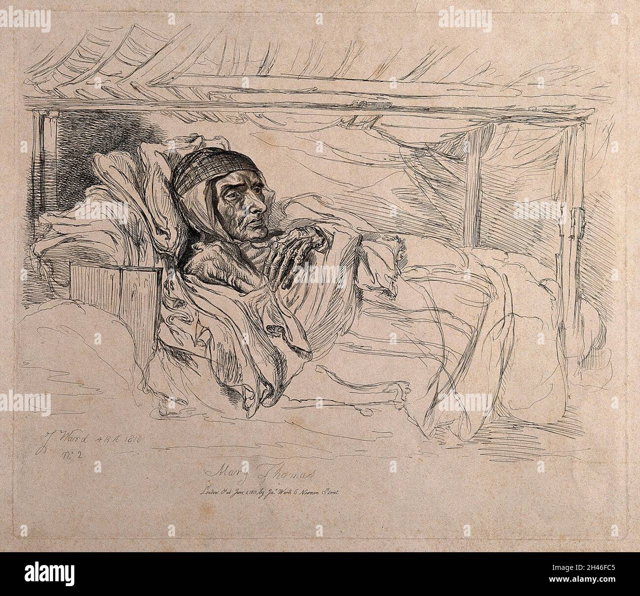 Mary Thomas, said to have fasted for over seventy years. Etching by J ...