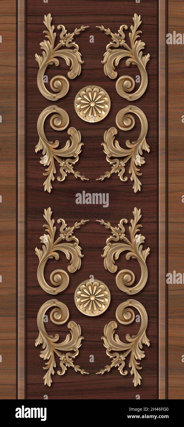 3D Royal Door design background, Laminate Wooden High quality Baroque ...
