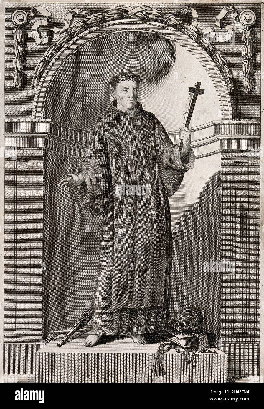 Saint John of God (?). Engraving Stock Photo - Alamy